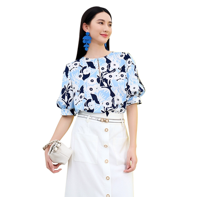 歌蒂诗夏季宽松套头衫印花设计