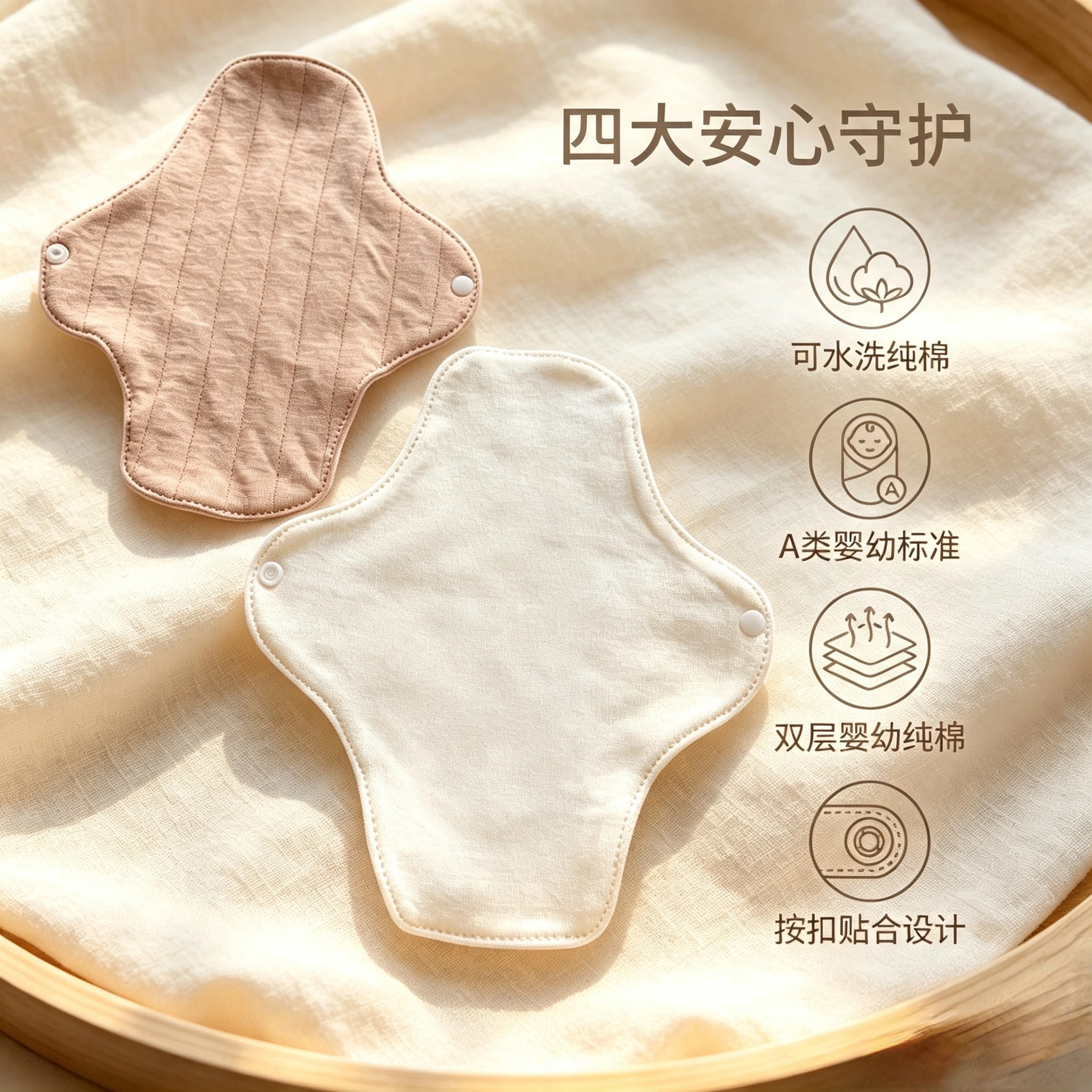 布尿垫纯棉可水洗布艺护垫四季通用透气薄款可重复使用漏尿卫生巾