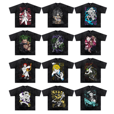 美式复古日系二次元潮流动漫海贼路飞索隆周边短半袖T恤男女夏季