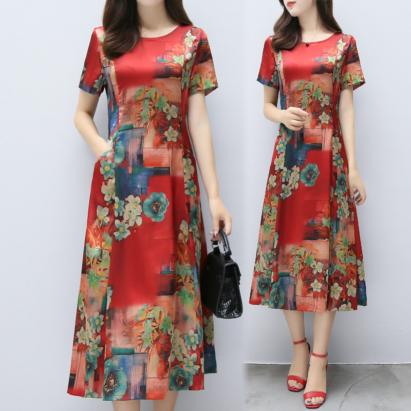 清仓香云纱真丝两件套连衣裙2022新款妈妈装桑蚕丝复古改良旗袍裙
