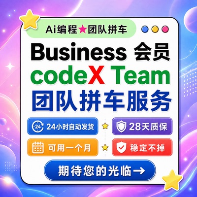 codex team拼车 business套餐 稳定保障  无忧质保 低价拼车