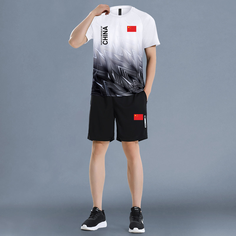 中国队夏季新款运动套装男女宽松篮球服速干透气健身训练跑步服