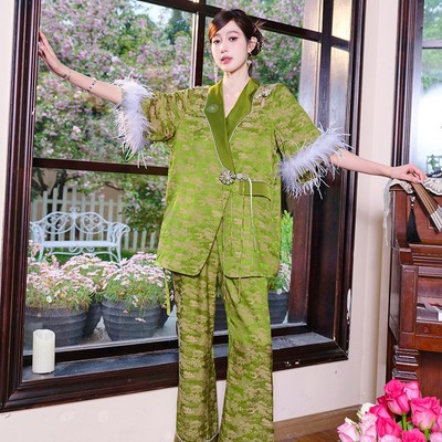 新中式国风冰丝睡衣女