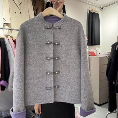 HANDMADE新中式国风大衣女2025冬新款高级感盘扣毛呢高支羊毛外套