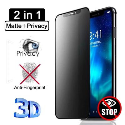 Privacy+Matte Tempered Glass for iPhone 11 12 13 14 15 16 Pr