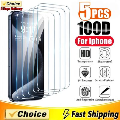 5PCS HD Protective Glass Film For iPhone13 14 15 16 17 Pro M