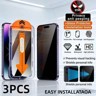 3PCS Anti-Peeping Tempered Glass For iPhone17 16 15 14 13 12