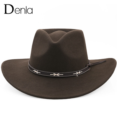 纯羊毛西部牛仔礼帽百搭户外大檐