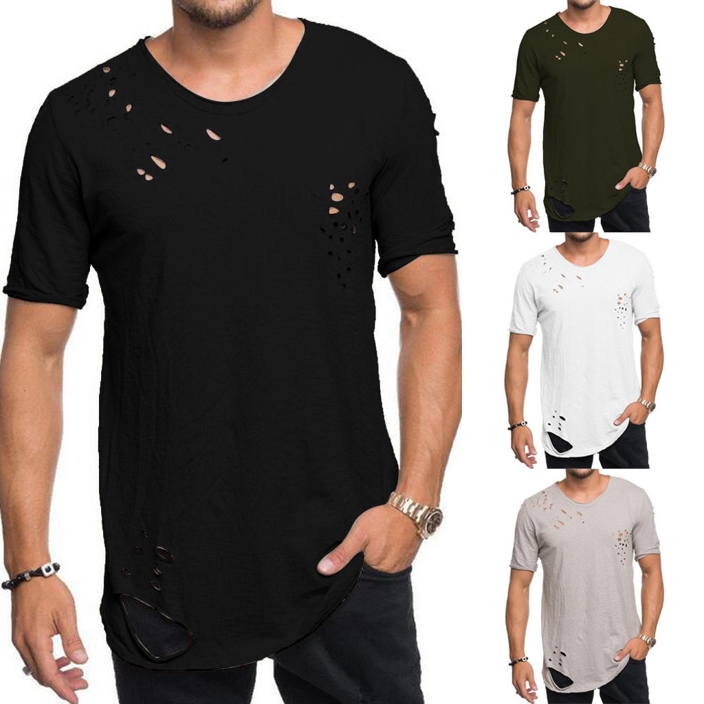Fashion Casual Men's Round Neck Short Sleeve Top Summer_虎窝淘