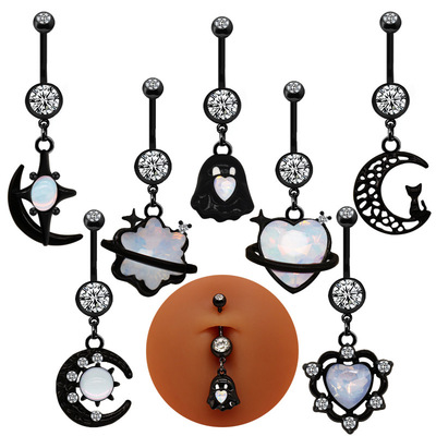 盖贝欧美跨境个性潮流月亮肚脐环心形脐环脐钉belly ring穿刺饰品
