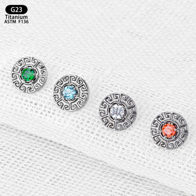 F136钛合金耳骨钉唇钉耳蜗钉flat复古圆盘人体穿刺饰品头耳饰耳钉