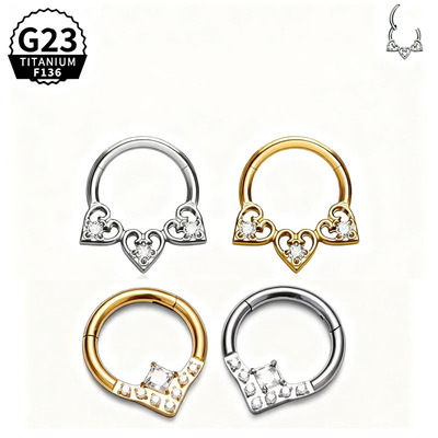 F136钛合金daith耳骨钉鼻圈鼻环镶钻植入级闭口耳扣耳环穿刺饰品