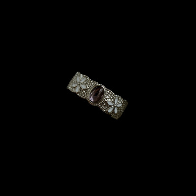 古着vintage透明宝石花朵戒指
