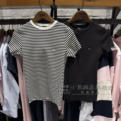 TM专柜正品26春夏新款条纹撞色荷叶边修身短袖T恤T32G1TTO53TWT1