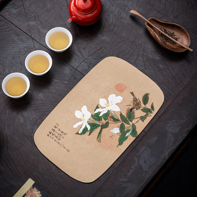 缘宿云纱花草集茶席茶托茶壶隔热垫茶道桌布新中式壶承加厚双面