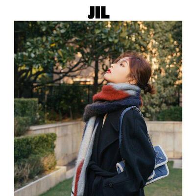 JIL 23冬季时尚渐层色流苏羊绒马海毛围巾 JIL BASH
