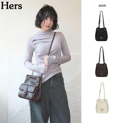 正品ason 韩国设计品牌复古纯色斜挎手提单肩口袋包女