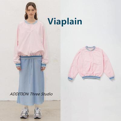 正品 Viaplain 24早秋款圆领粉拼色字母印花长袖卫衣Danielle同款