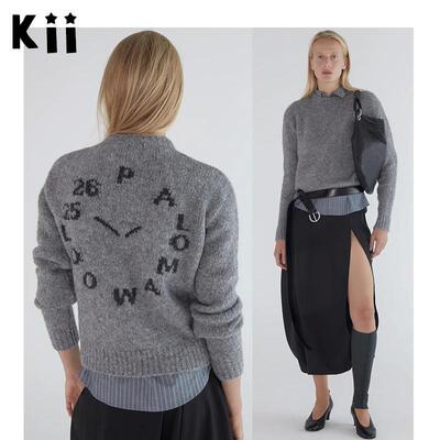 Kii少量现货Paloma Wool 小众25冬针织羊毛时钟圆领套头毛衣Clock