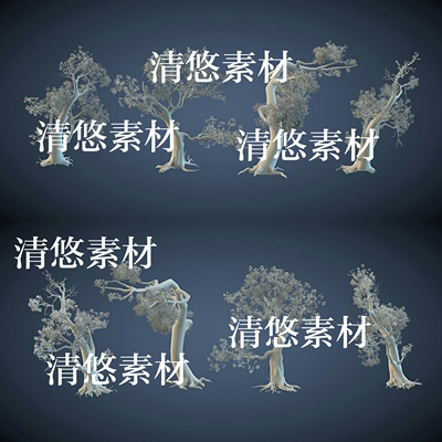 3dmax c4d fbx obj远景植物树木树叶贴图模型文件 非实物A797