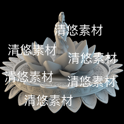c4d fbx obj 3ds格式古风佛系禅意莲花底座石台文件 非实物B567