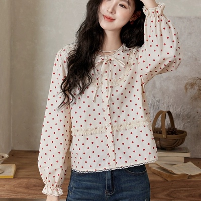 谜秀秋款波点蕾丝长袖衬衫MXD44X1667