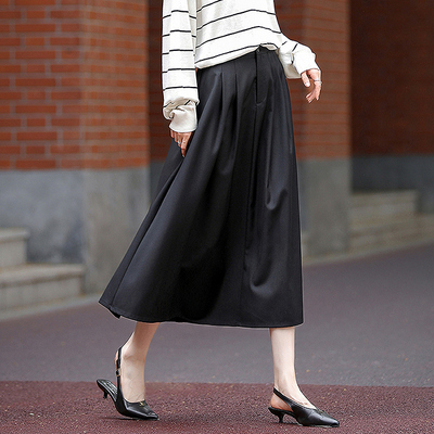 dme德玛纳【纵享丝滑触感】优雅风散摆A字中长小个子气质女式半身裙G540321330204