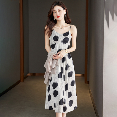 KCOR夏季女式淑女风性感吊带中长款连衣裙9K0J03015