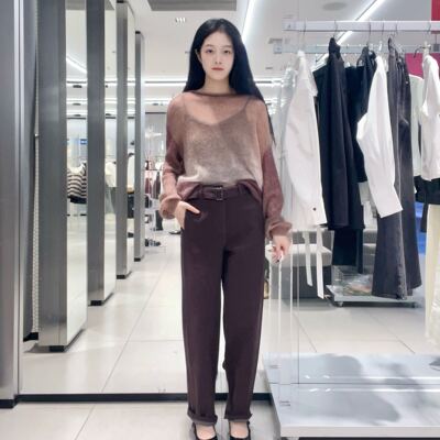 太平鸟女士宽松休闲牛仔长裤A1HAF3540