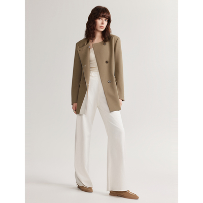 ELLE老钱贵气女装西服2024年秋季款摩登商务风宽松拼接女装外套EF49172