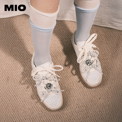 MIO米奥芭蕾女鞋2025夏季串珠蝴蝶结网面德训鞋运动单鞋板鞋M254544609