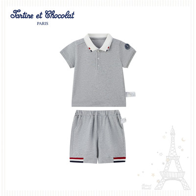 tartineetchocolat法国巧克力童装 男童POLO衫短裤套装CICZG6317T