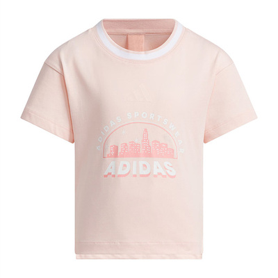 Adidas kids阿迪达斯女小童纯棉运动休闲短袖圆领T恤JL7576