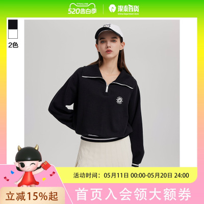 Eland衣恋卫衣女立体翻领两面穿宽松灯笼袖学院风2023年春