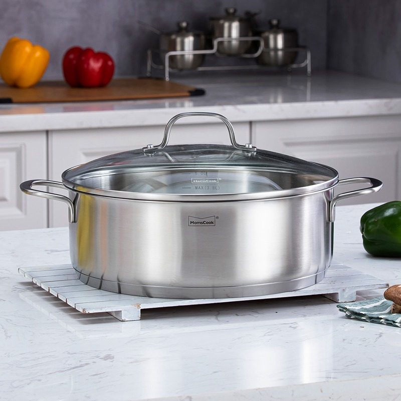 304不锈钢火锅锅焖锅清汤锅家用电磁炉燃气通用加厚22/24/26/28cm_虎窝淘