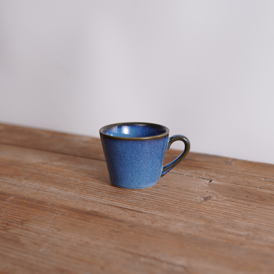 留白 出口单 zar*家深蓝窑变浓缩咖啡杯 陶瓷带把品茗杯 迷你水杯