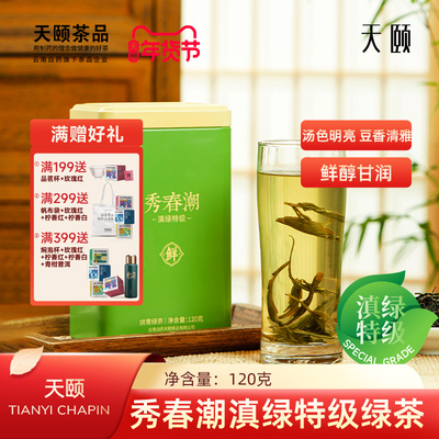 天颐秀春潮云南滇绿早春烘青绿茶茶叶特级春茶2025新茶豆香罐120g