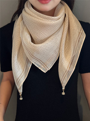 春秋韩版女磁吸扣大方巾百搭护颈