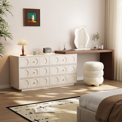 三梦实木梳妆台床尾斗柜一体书桌