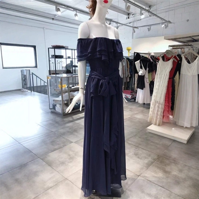 S-M穿 BADGLEY MISCHKA 法式深蓝色连衣裙 985