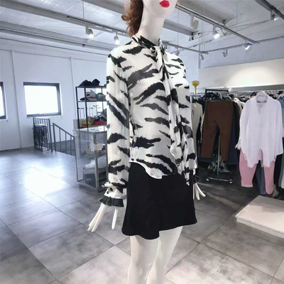 S-M穿 PHILOSOPHY DI LORENZO SERAFINI 时尚风斑马纹女式衬衫710