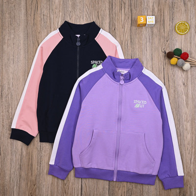 DS国内单 女宝春秋长袖拉链衫上衣 女童可爱运动休闲儿童外套开衫