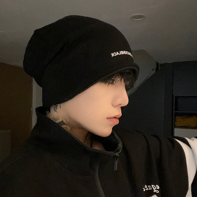 韩版百搭大头围针织毛线堆堆帽