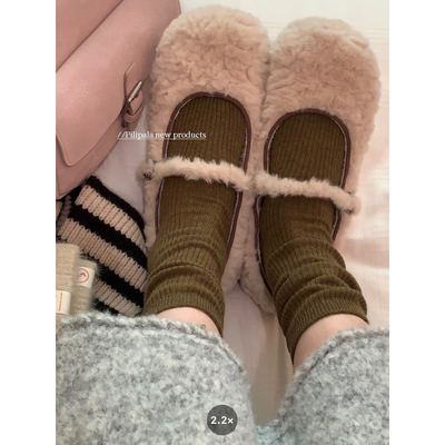 “期待秋冬”复古百搭绿春夏秋冬季纯色纯棉中筒堆堆袜子女细纹理