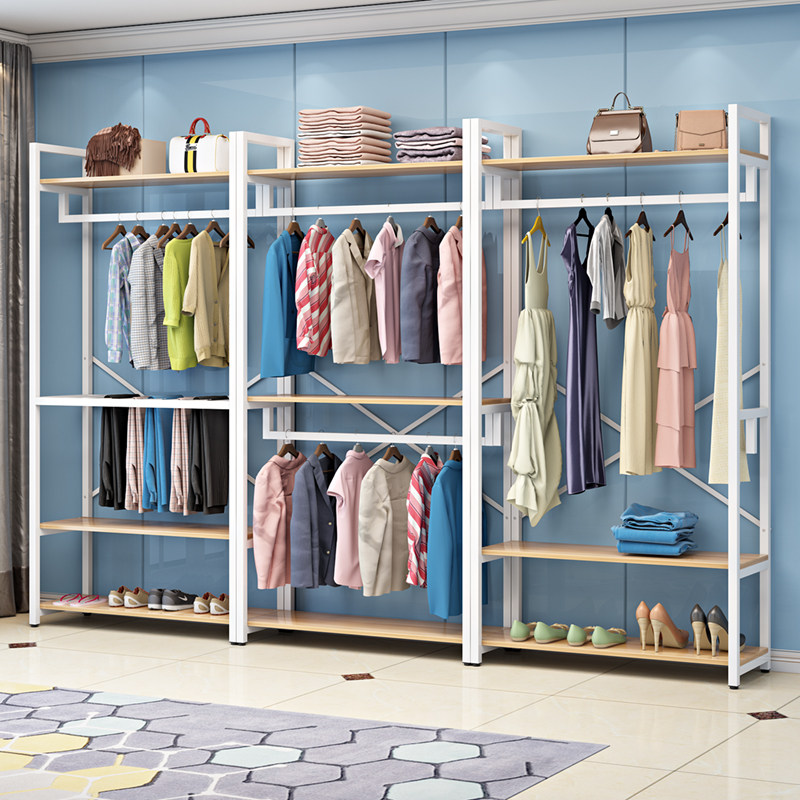 轻奢现代金属衣帽架落地挂衣架置物架衣柜组合开放式衣帽间多功能_虎窝淘