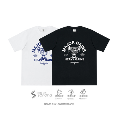 ISBOOM (DP系列) “肌智并存” 趣味举铁印花健身宽松短袖t恤男女