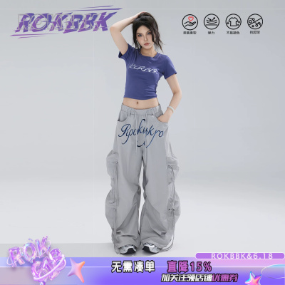 布韩工装多口袋宽松弯刀阔腿裤女