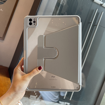 720旋转适用苹果2024ipadpro保护套air6平板9.7带笔槽10.2寸2018防弯透明11亚克力12.9代4软硅胶包边mini5壳3