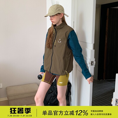 square houlest百搭户外机能轻盈宽松休闲防风运动马甲背心外套女