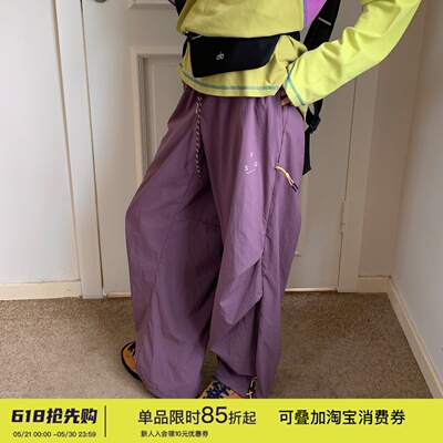 square houlest户外冲锋防水褶皱伞兵工装休闲运动宽松速干长裤女